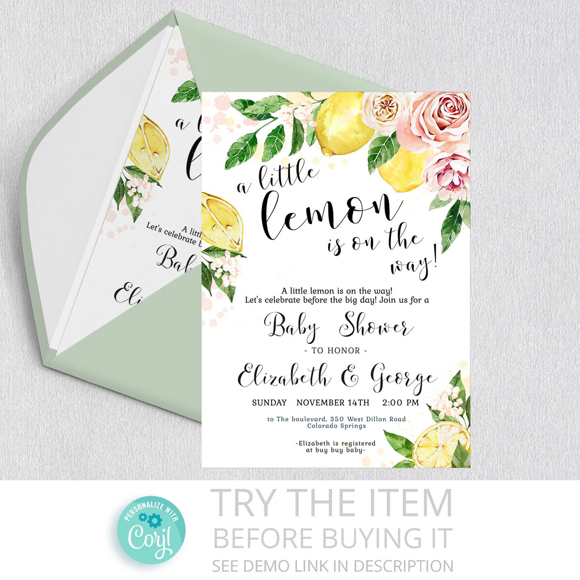 Girl Baby Lemon Shower Invitation Pink Lemon Theme Baby - Etsy