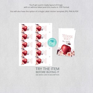 Apple Birthday Editable Thank You Tag, Apple of Our Eye Favor Tags Love ...