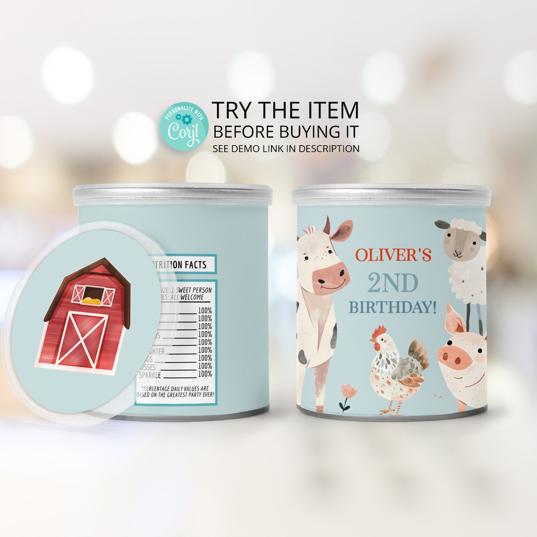 Farm Animals Birthday, Chip Labels, Oink Baa Moo Im Two, Customized ...