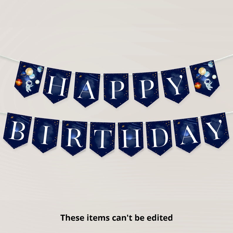 Outer Space Happy Birthday Banner Galaxy First Birthday Party - Etsy