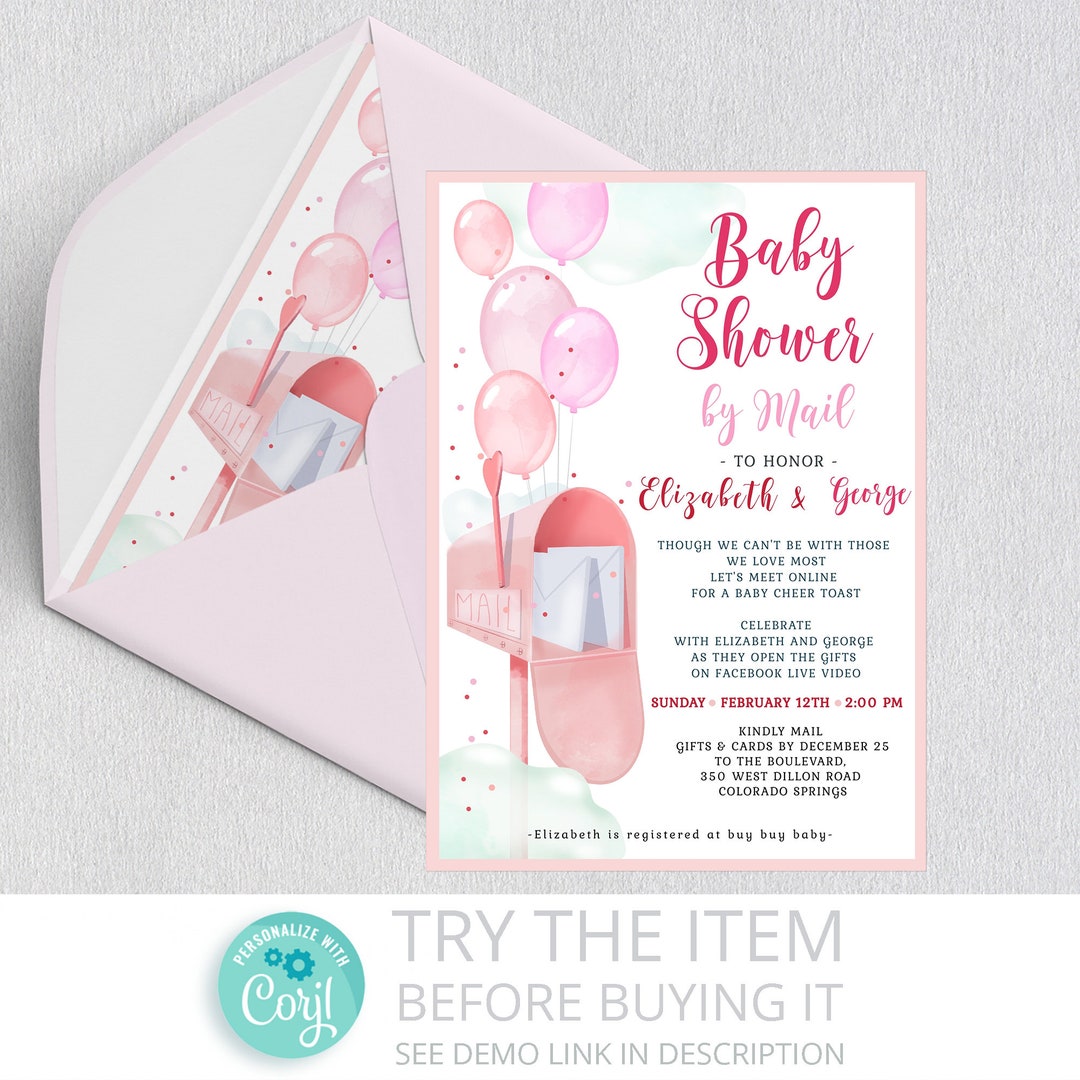 Editable Baby Shower by Mail Invitation | Baby Shower by Mail ...