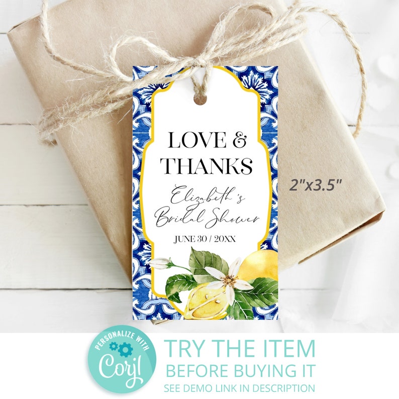 Lemon Theme Editable Thank You Tag. Favor Tags Love & Thanks - Etsy