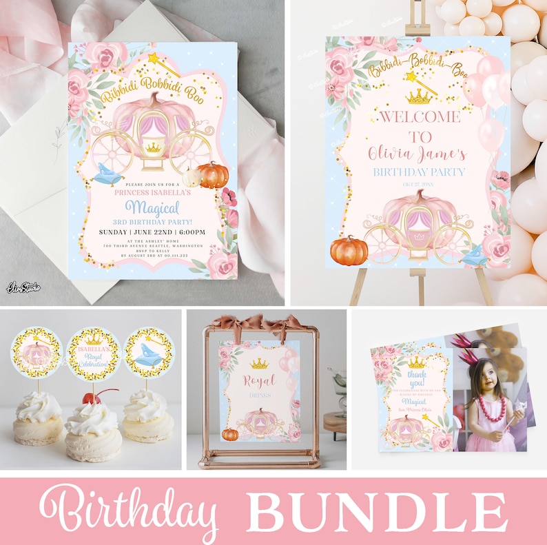 Editable Little Princess Birthday Invitation Bundle Pumpkin Carriage ...