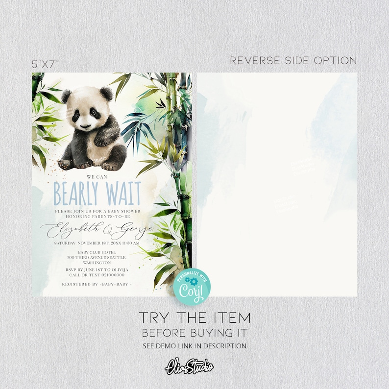 Panda Baby Shower Invitation Set We Can Bearly Wait Panda - Etsy