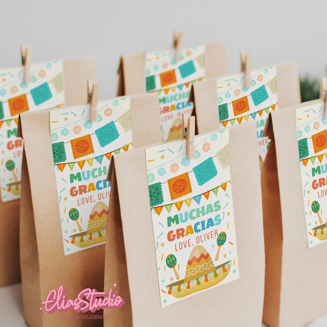 Muchas Gracias Tag Fiesta Thank You Favor Tag 1st Fiesta Thank You Tag ...