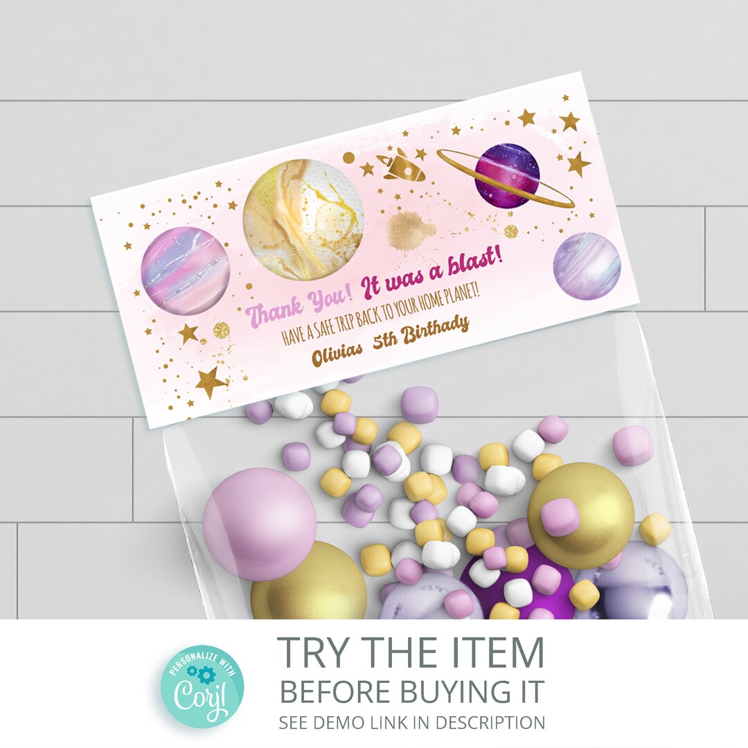 Editable Outer Space Treat Bag Toppers • Treat Bag Label Galaxy Party ...