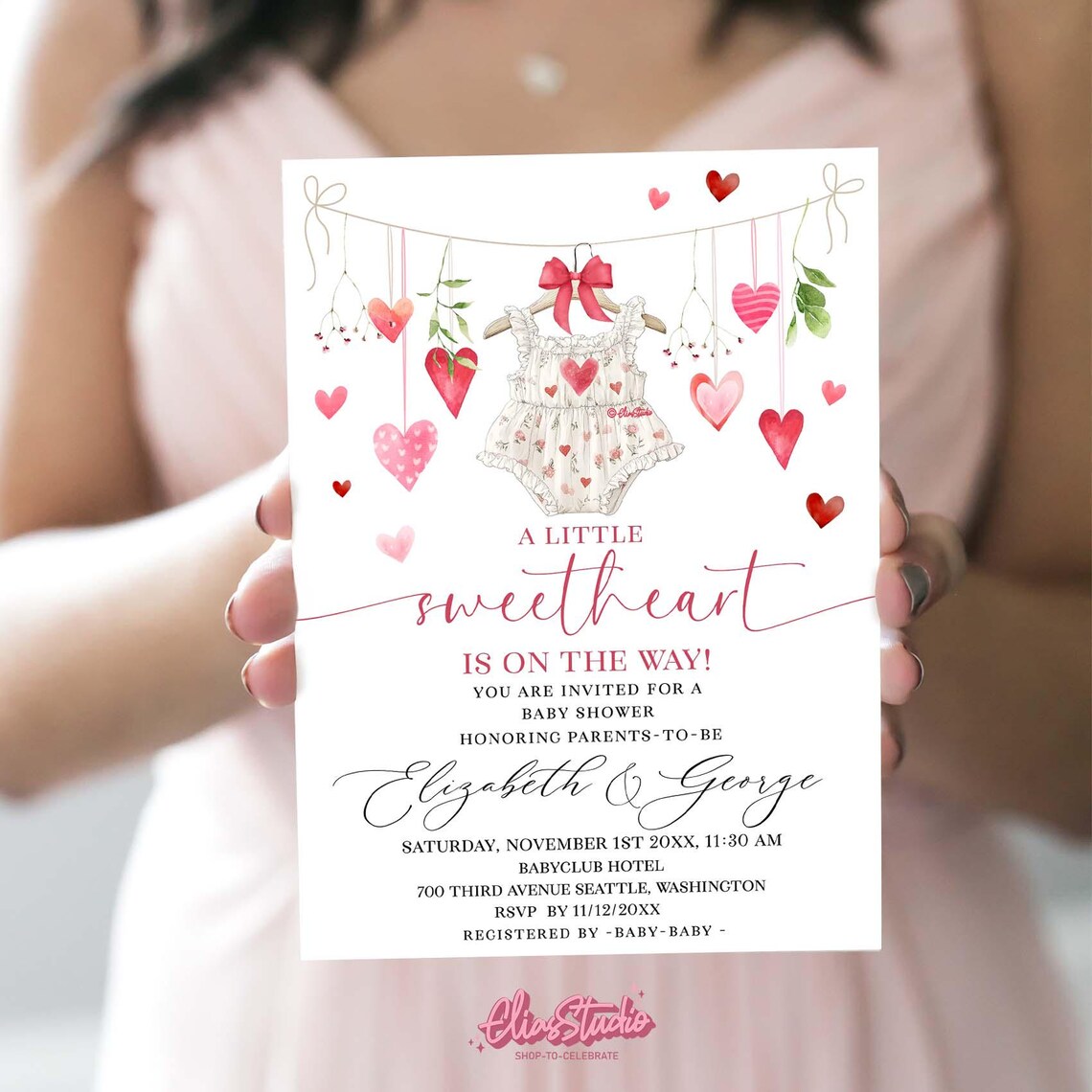 Valentines Baby Shower Bundle, Hearts Baby Shower Invitation, Little ...