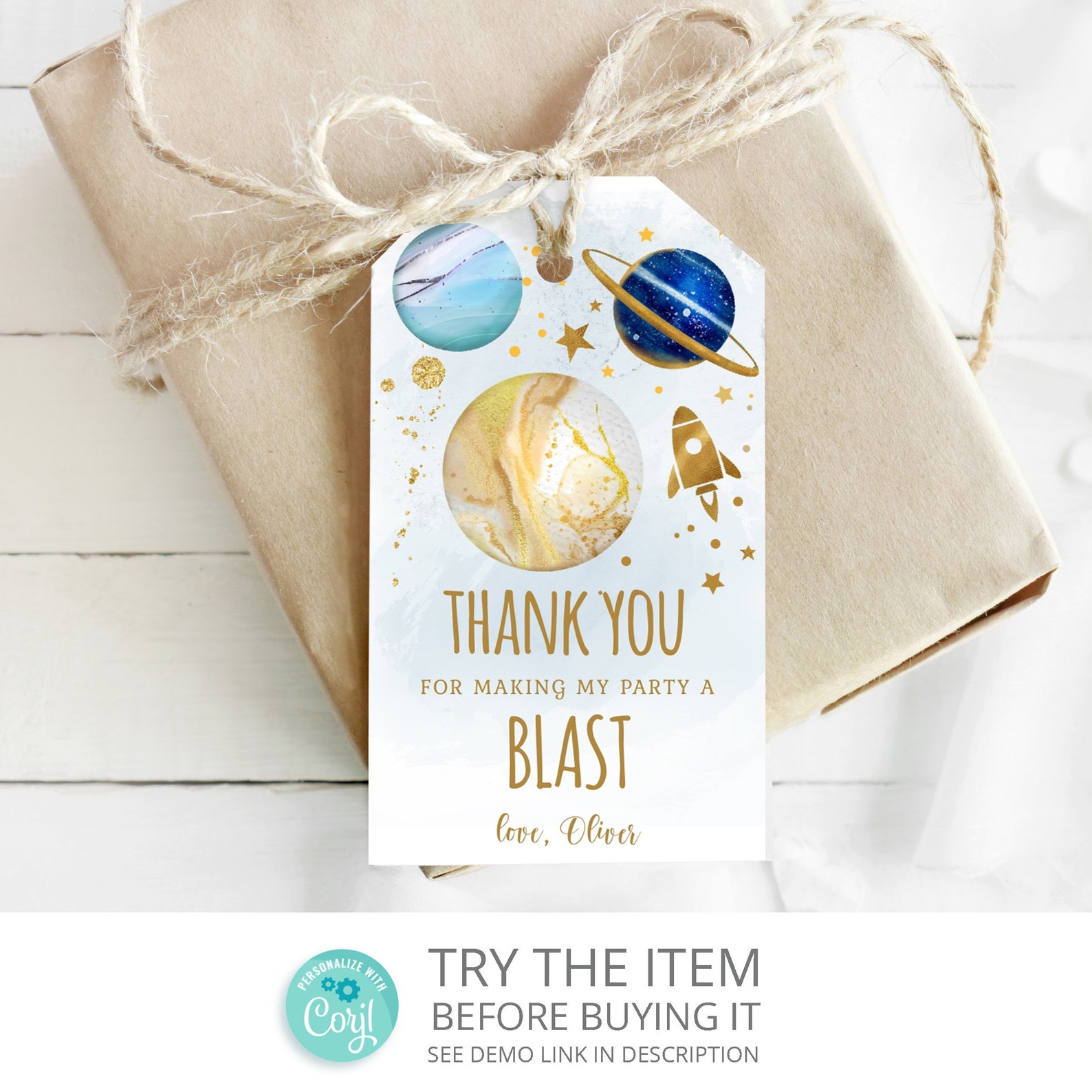Editable Outer Space Favor Tags. Space Birthday Thank You Tags, Trip ...