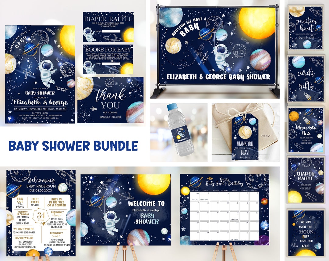 Editable Space Baby Shower Bundle | Galaxy Baby Shower Set | Moon Baby ...