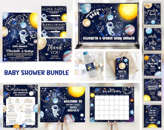 Editable Space Baby Shower Bundle Galaxy Baby Shower Set | Etsy