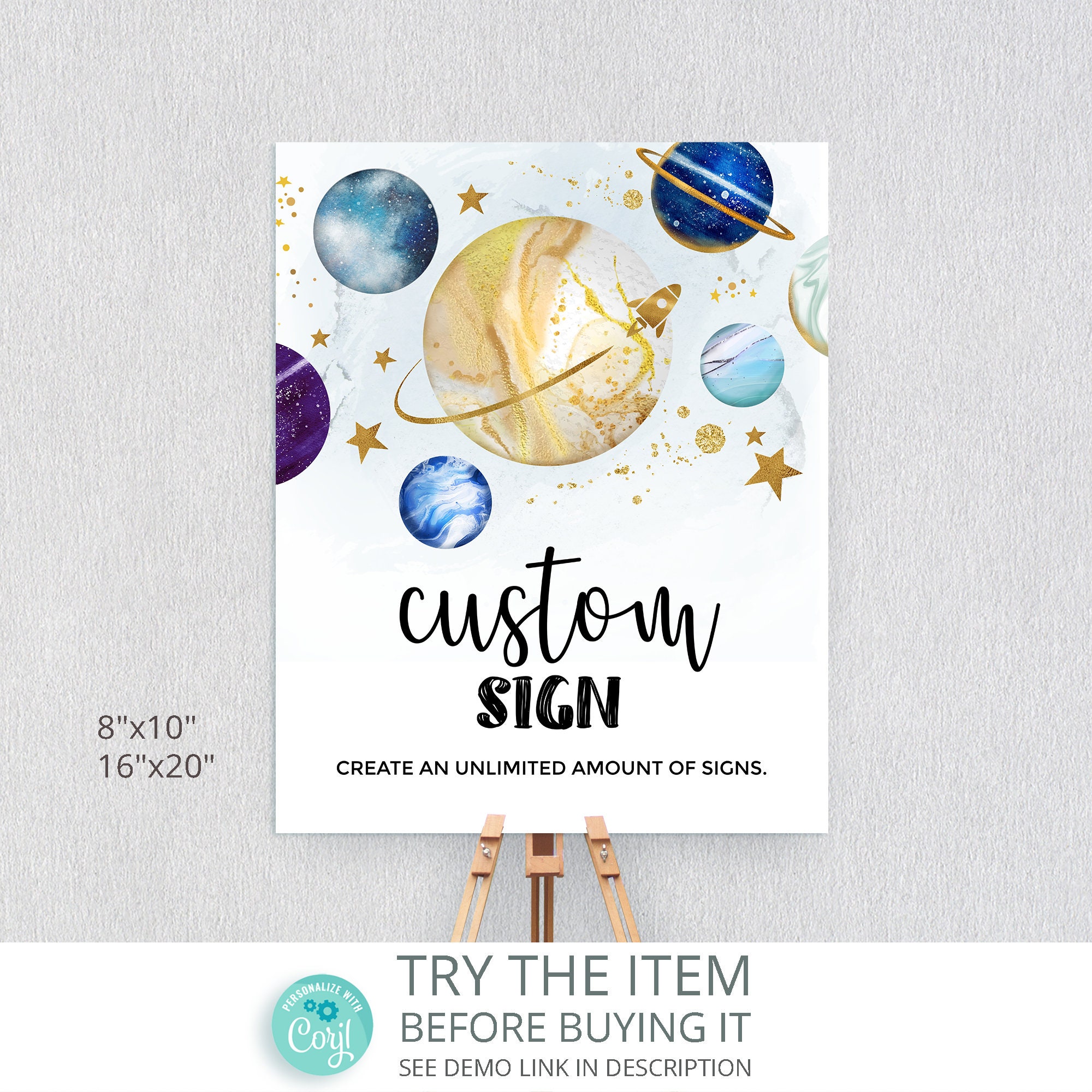 Editable Custom Sign Space Birthday Party Custom Sign - Etsy
