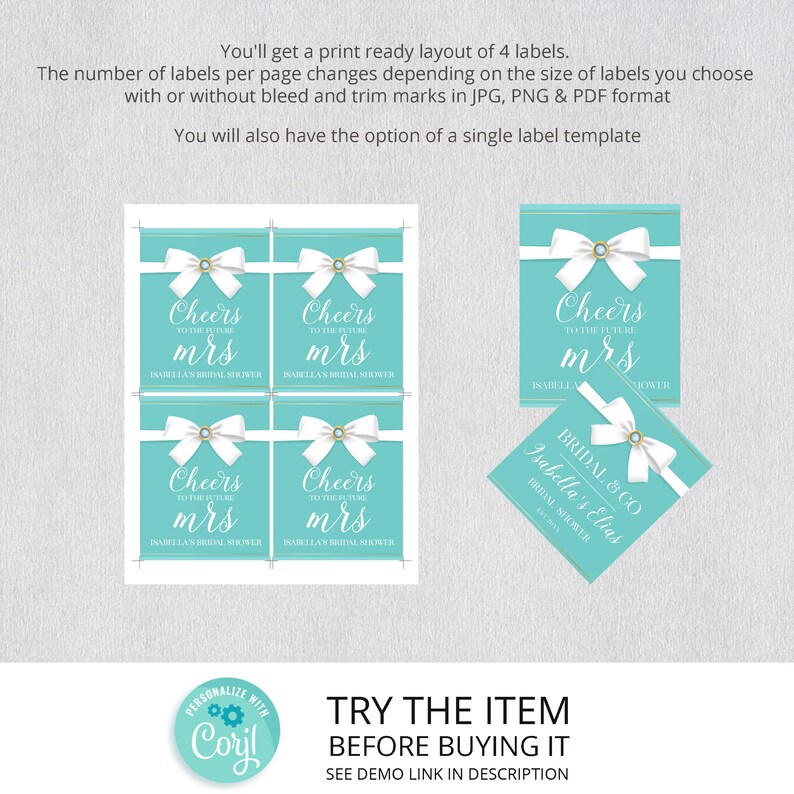 Breakfast at Bride and Co Custom Wine Labels Bride & Co. - Etsy