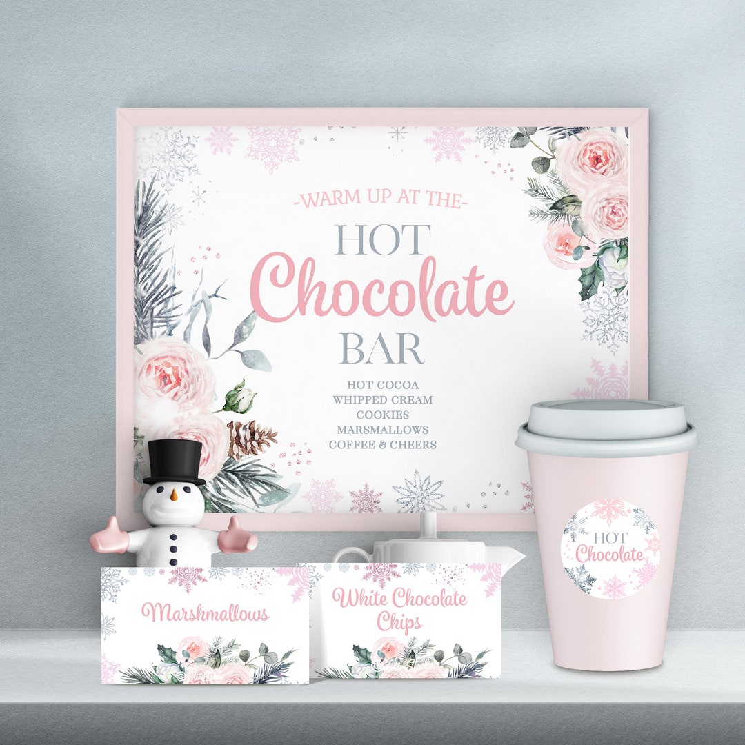 Hot Chocolate Party Bar Templates, Winter Onederland Birthday, Winter ...