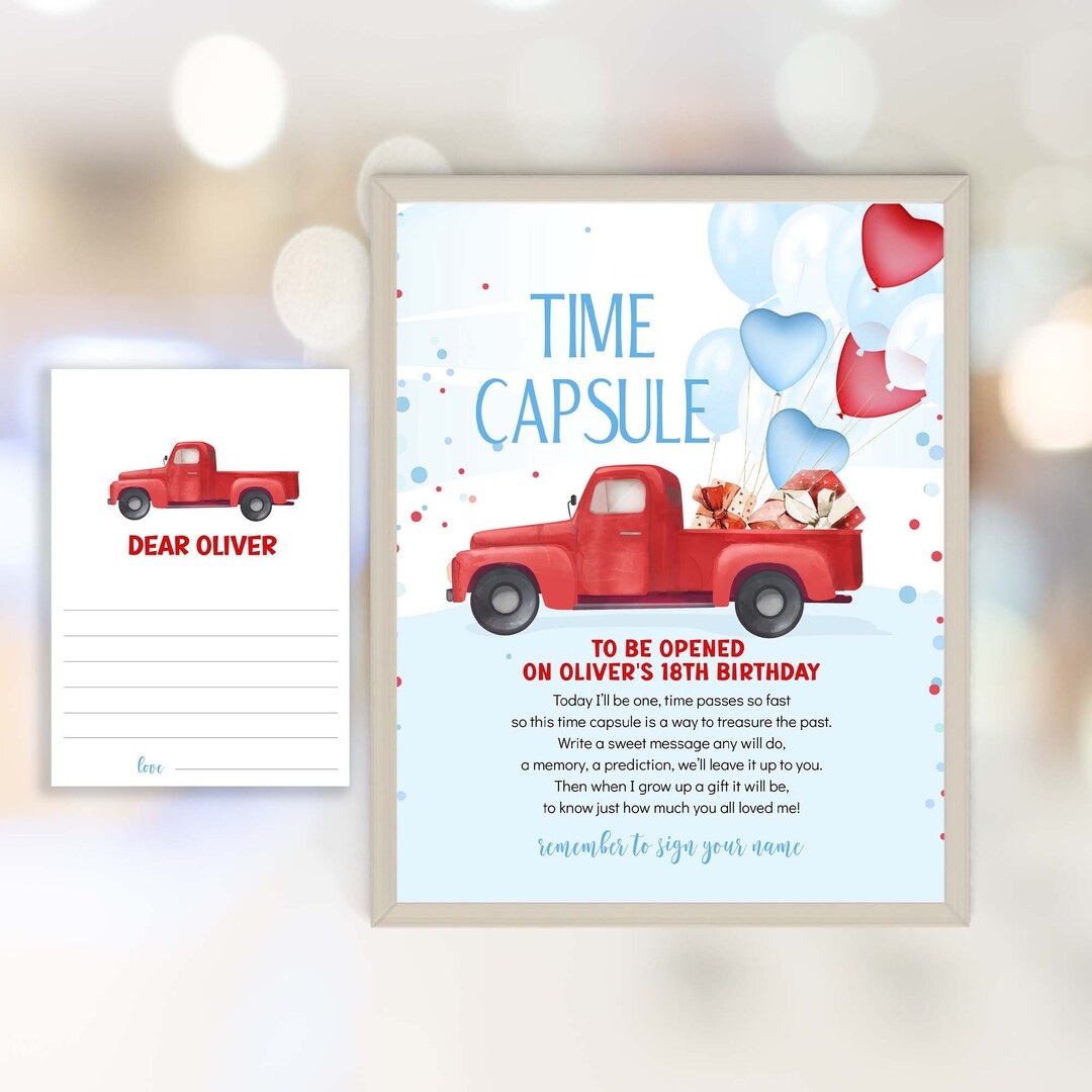 Editable Valentine Sweetheart Boy Time Capsule First Birthday | Little ...