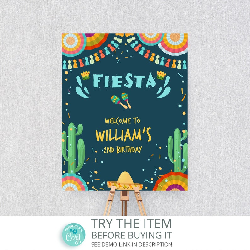 Editable Welcome Sign Fiesta Birthday Fiesta Decorations - Etsy
