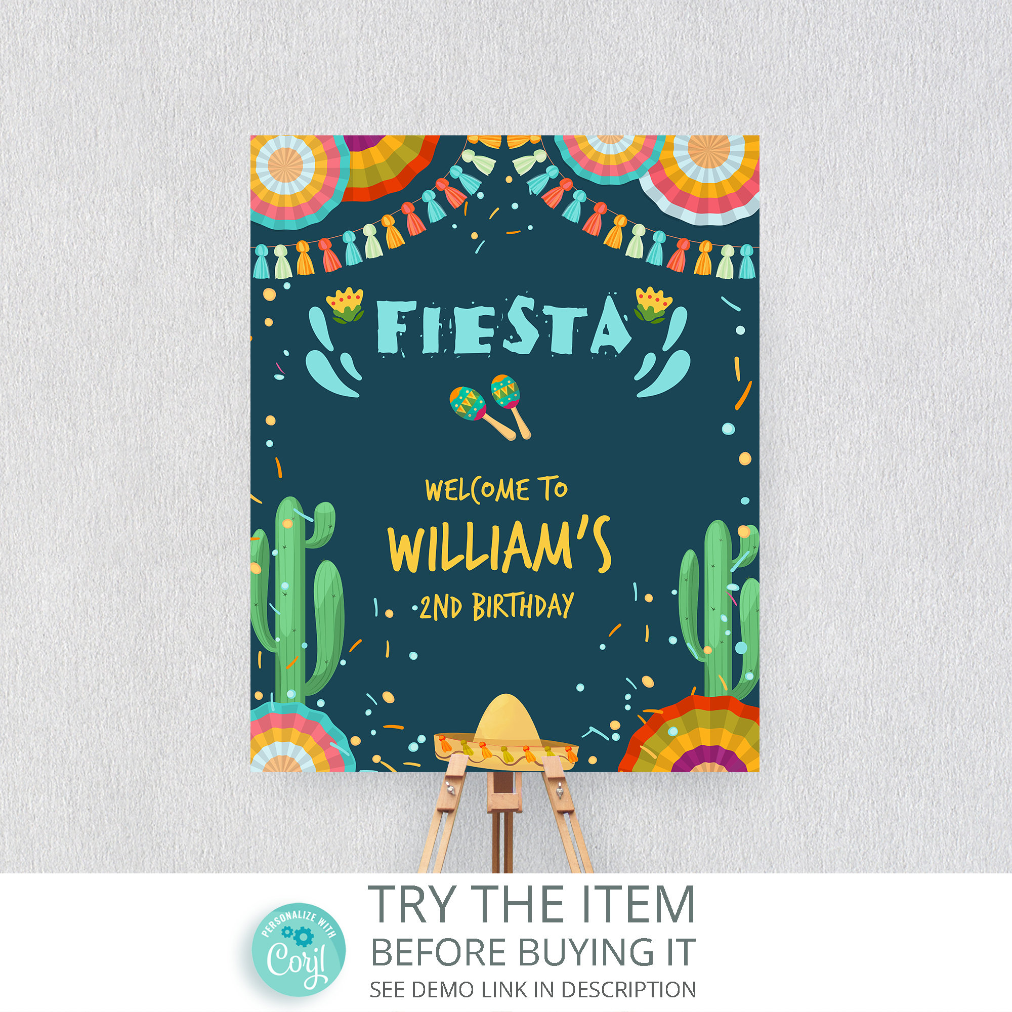 Editable Welcome Sign Fiesta Birthday Fiesta Decorations | Etsy