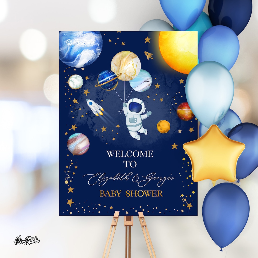 Space Baby Shower Decorations, Welcome Sign Baby Shower, Boy Baby ...
