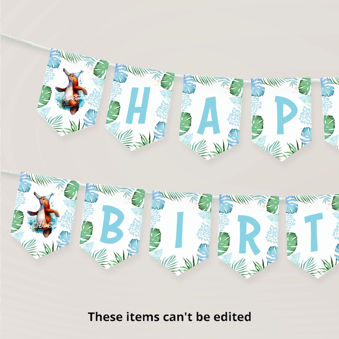 Party Animals Happy Birthday Banner Jungle Party Zoo Safari Birthday ...
