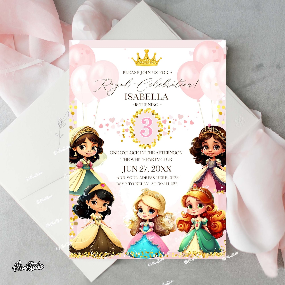 Editable All Ages Princess Birthday Party Invite Little Princess ...