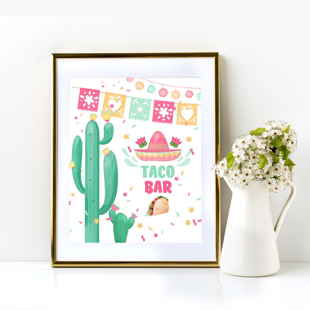 Taco Bar Sign Fiesta Theme Party Sign Pintable Taco Twosday Fiesta Taco ...