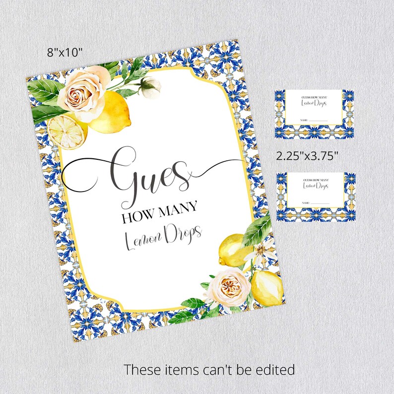 Lemon Game Guess How Many Lemon Drops Sign and Tickets. Lemon - Etsy