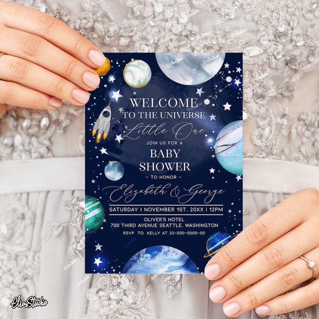 Space Baby Shower Invitation. Galaxy Baby Shower Invite. Moon Baby ...