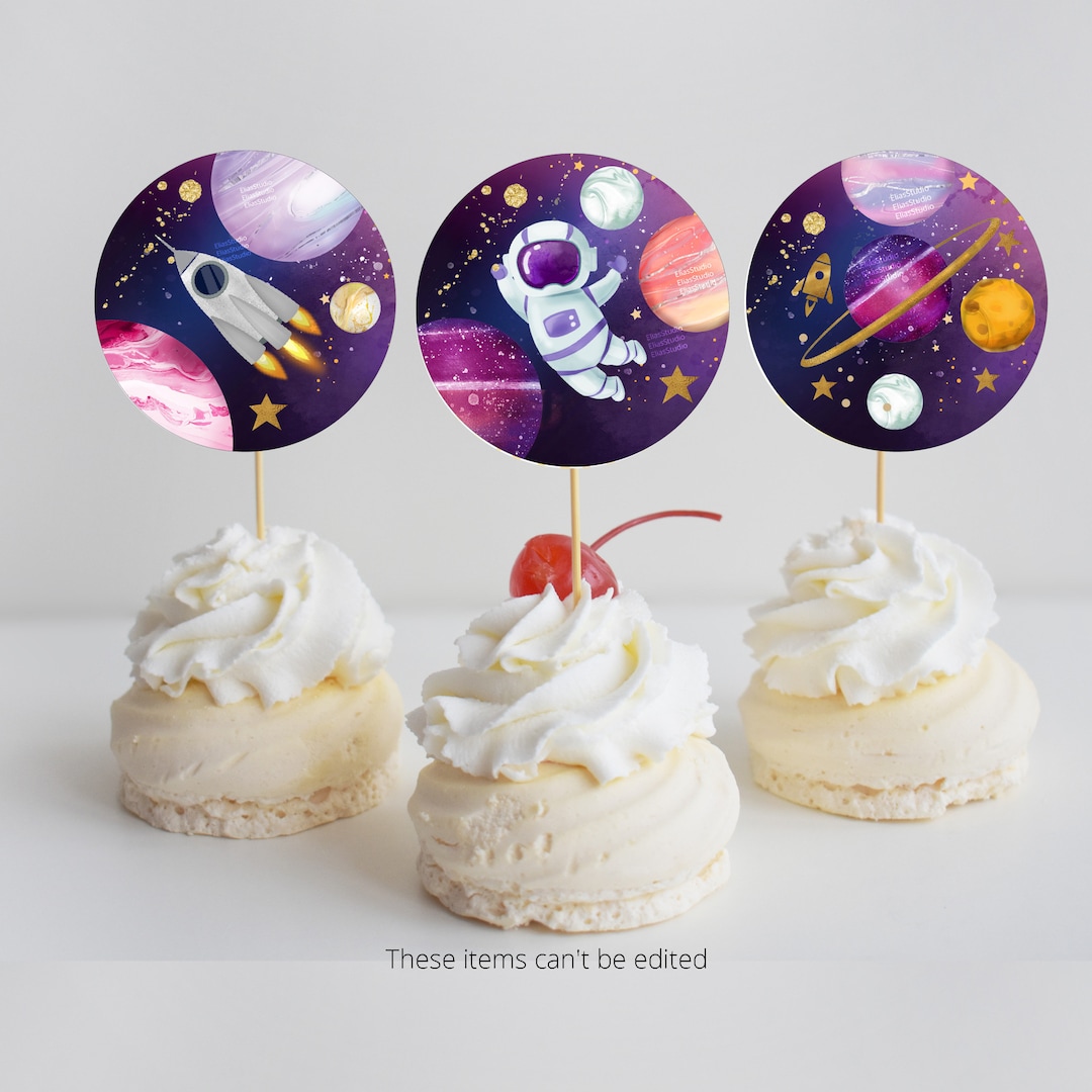 Planet Cupcake Toppers | First Trip Around the Sun Girl 1st Birthday ...
