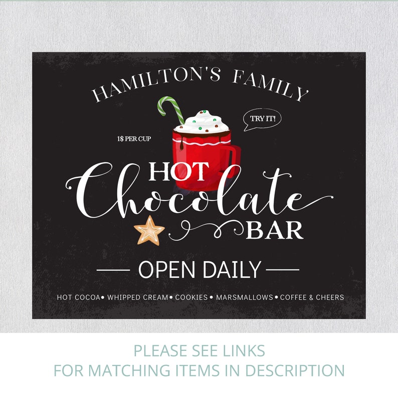 Hot Chocolate Bar Labels Editable Black-white Hot Chocolate - Etsy