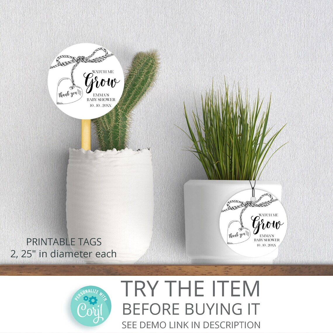 Editable Watch Me Grow Favor Sign and Tag Watch Me Grow | Etsy