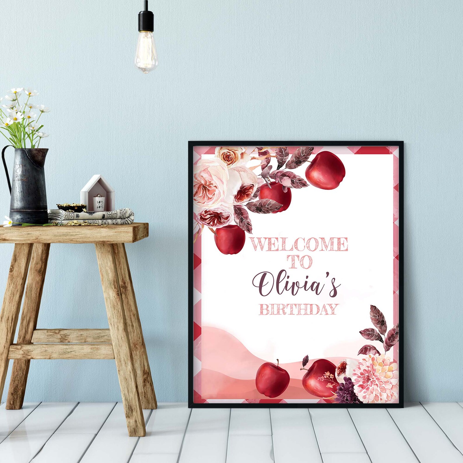 Editable Apple Birthday Welcome Sign Apple of Our Eye - Etsy