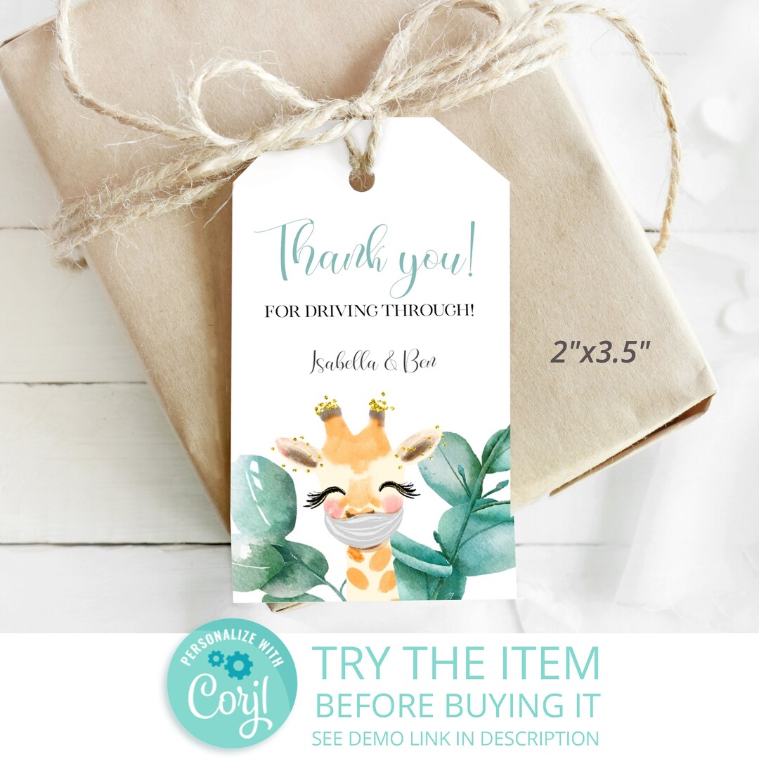 Shower by Mail, Drive by Baby Shower Editable Favor Gift Tag Template ...