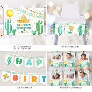 First Fiesta Birthday Invitation Bundle: Cactus Decor (digital Download ...