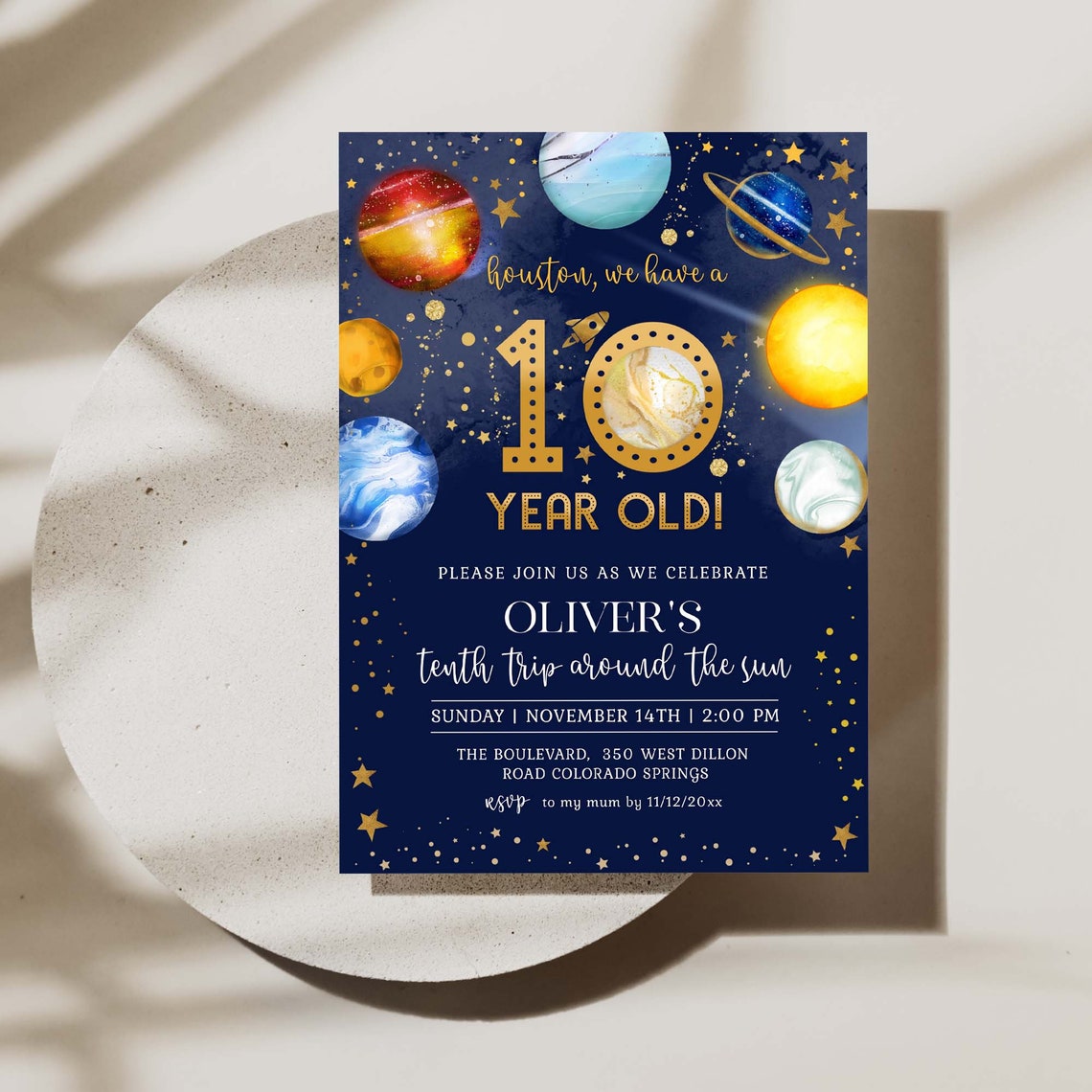 Editable Space Birthday Party Invitation TENTH Trip Around the - Etsy