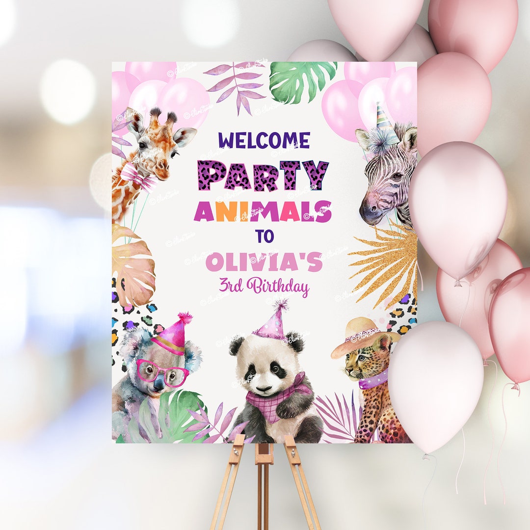 Calling All Party Animals Welcome Sign Jungle Safari Birthday Party ...