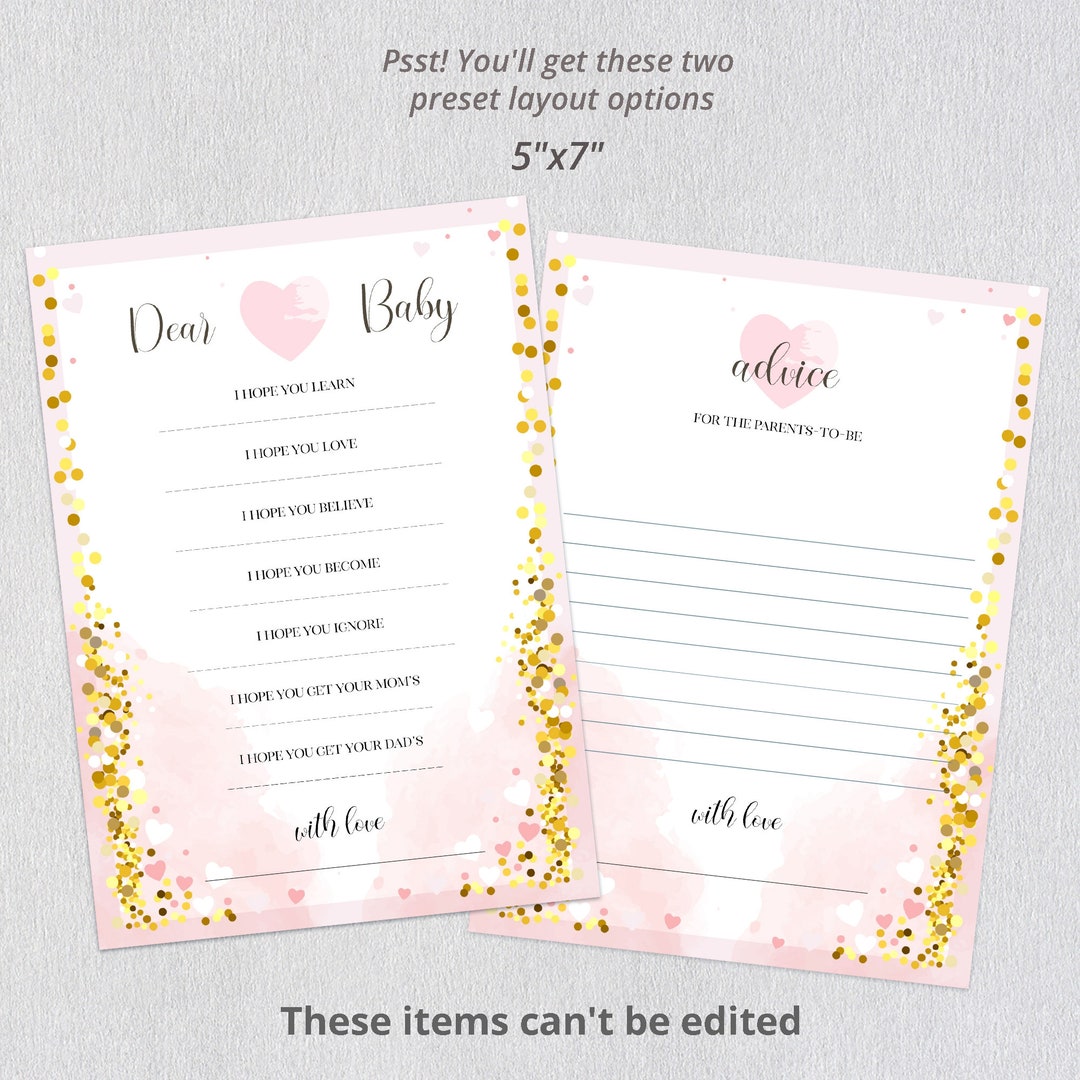 Little Princess Baby Shower Advice Cards Printable | Well Wishes for ...