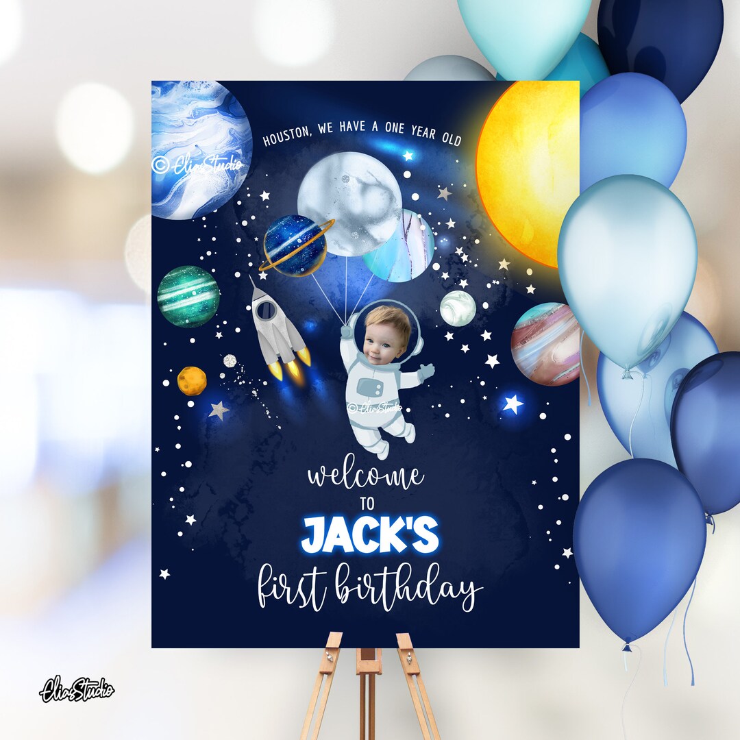 Outer Space Birthday Welcome Sign Personalized With Photo DIGITAL FILE ...