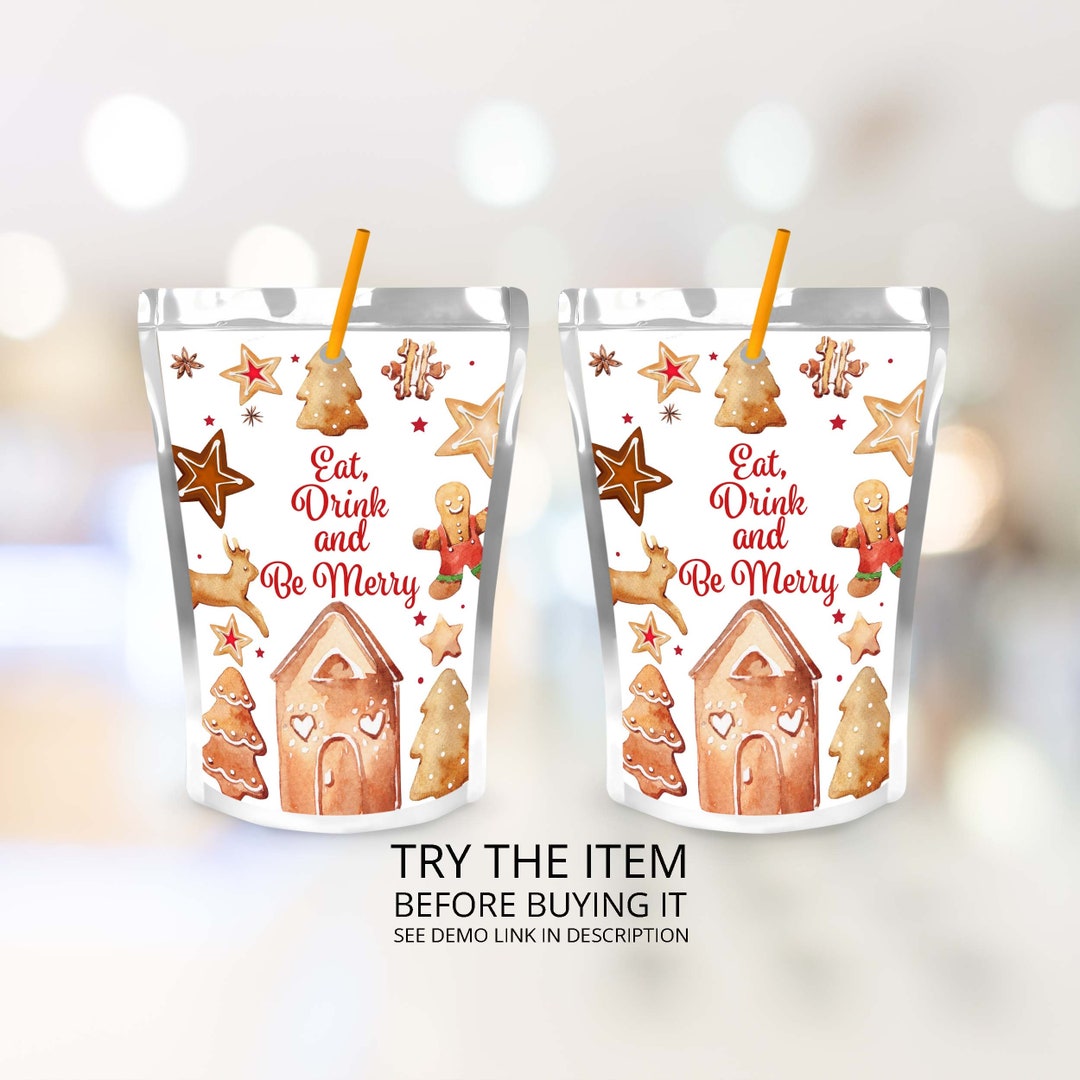 Holiday Edition Christmas Juice Box Label • Kids Christmas Party Juice ...