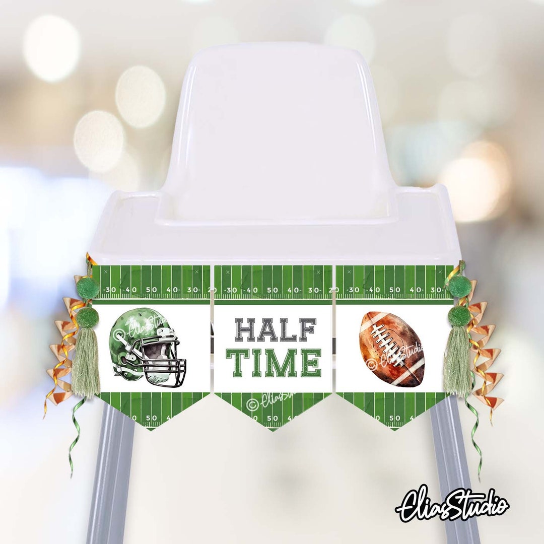 Half Birthday Boy, High Chair Banner, 6 Month Birthday, Football ...