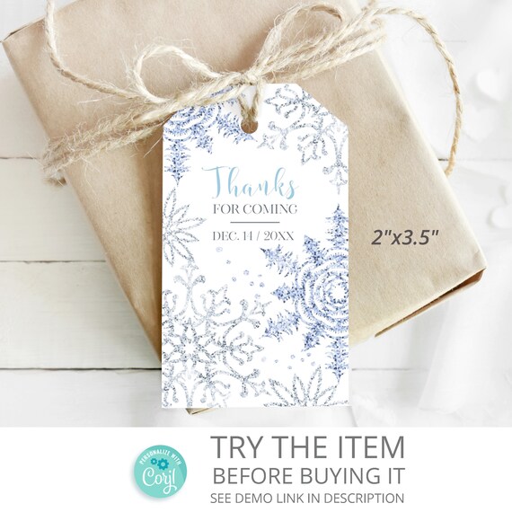 Editable Snowflake Gift Tags Frozen Gift Tags Winter | Etsy