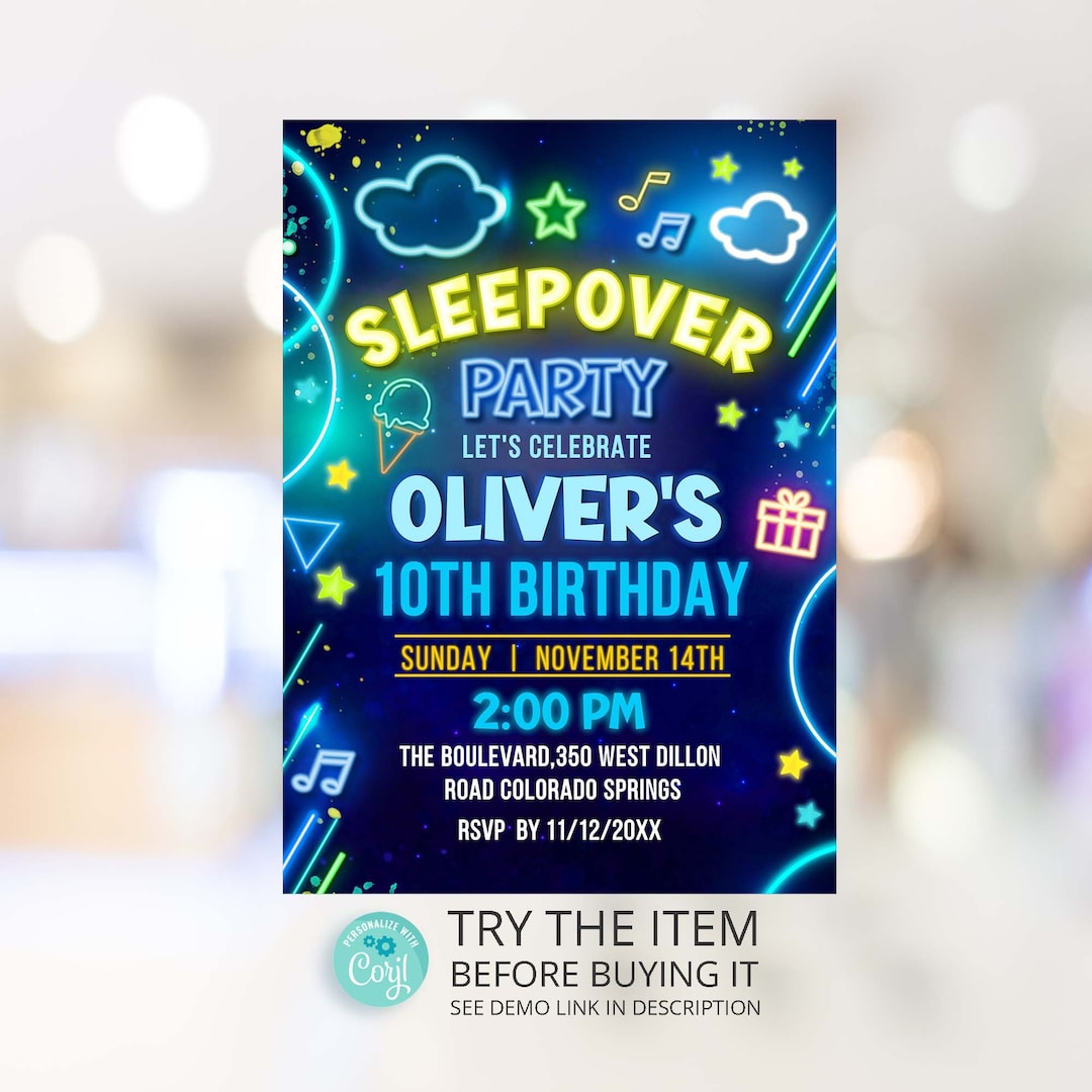 Boys Sleepover Invitation Template Sleepover Invitation Birthday Ideas ...
