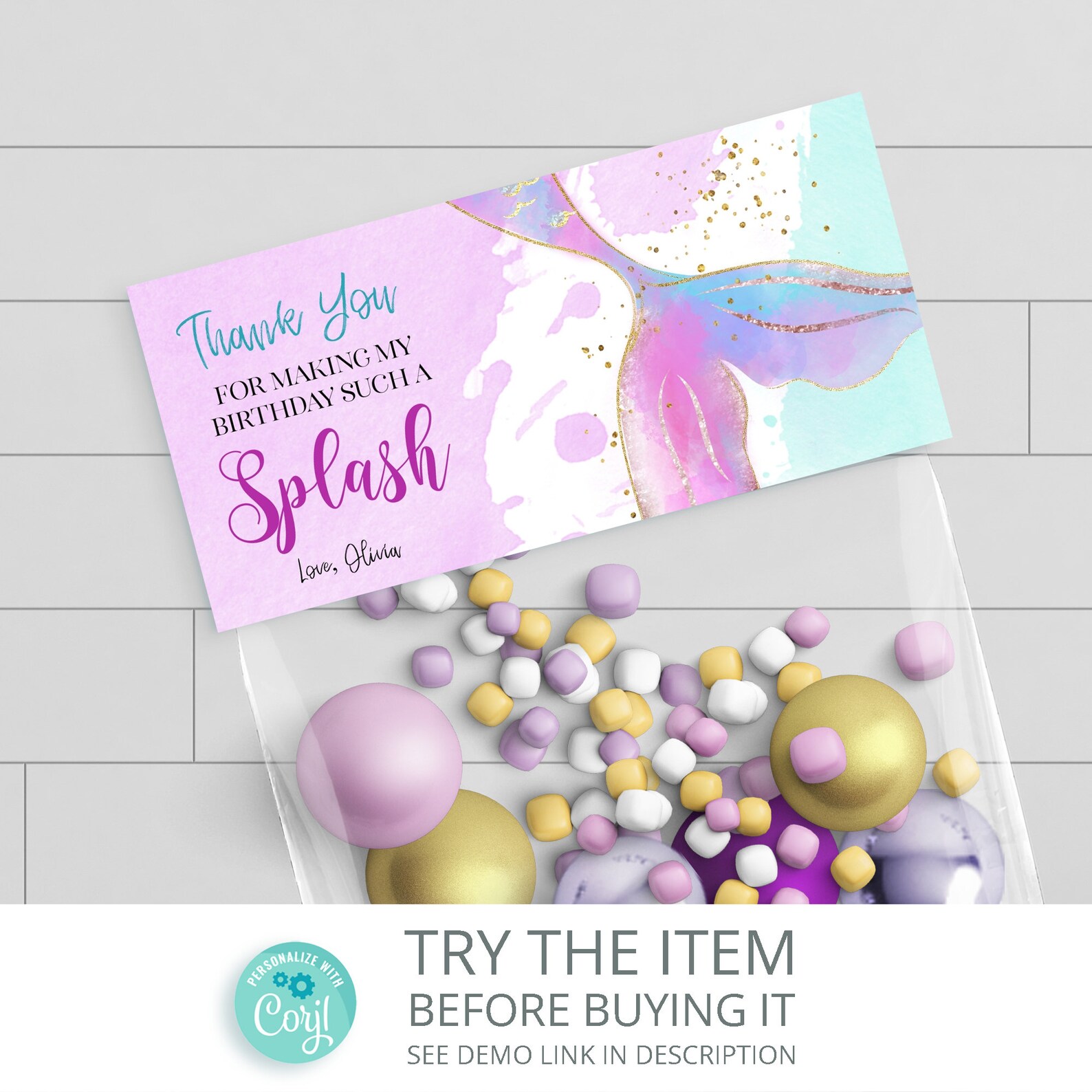 Editable Mermaid Birthday Treat Bag Toppers Mermaid Birthday - Etsy