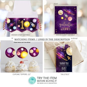 Purple Pink Outer Space Happy Birthday Banner, Galaxy Birthday Party ...