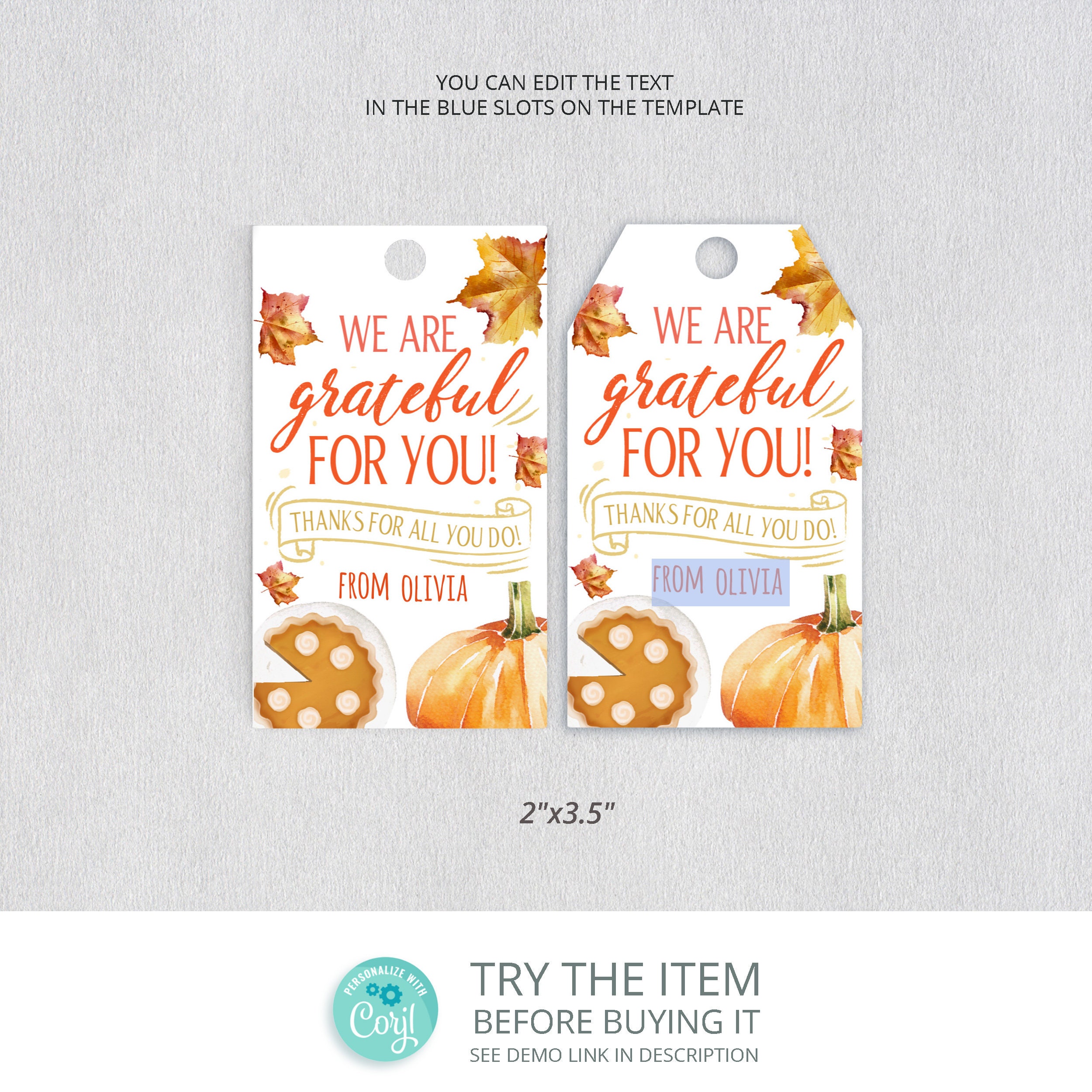 Editable Thanksgiving Gift Tags Thanksgiving Label Teacher - Etsy