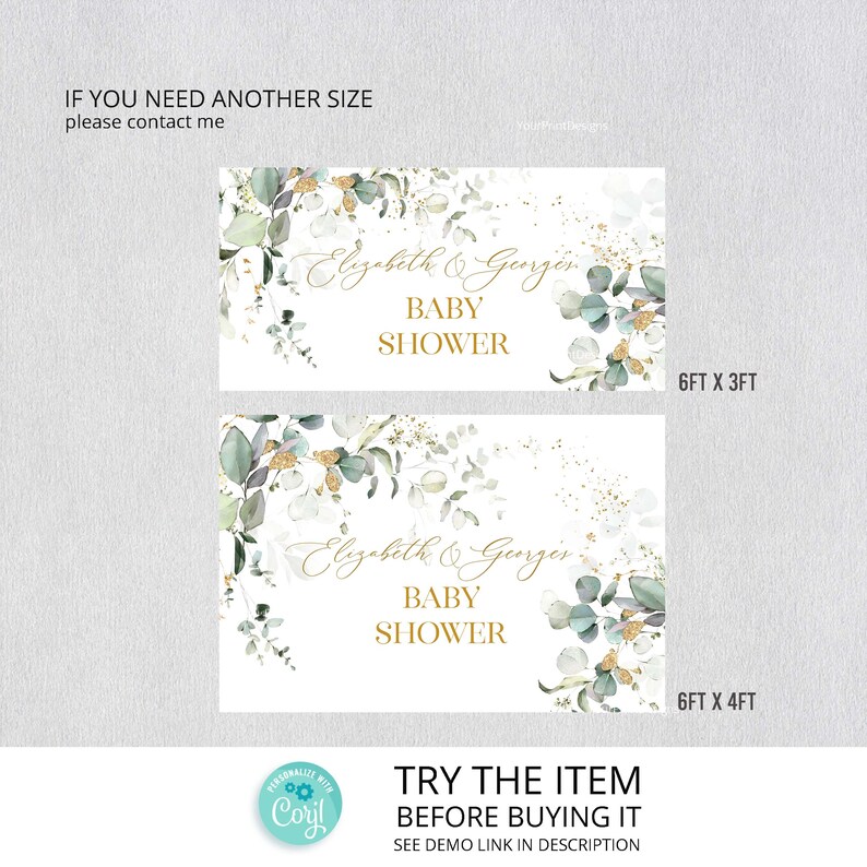 Greenery Boho Eucalyptus Baby Shower Editable Backdrop Banner - Etsy