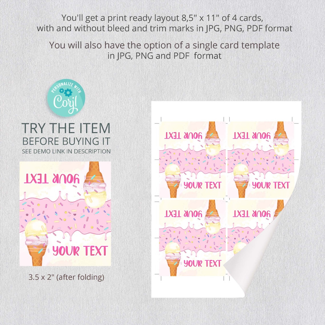 Editable Food Labels Ice Cream Bar Ice Cream Party Place - Etsy