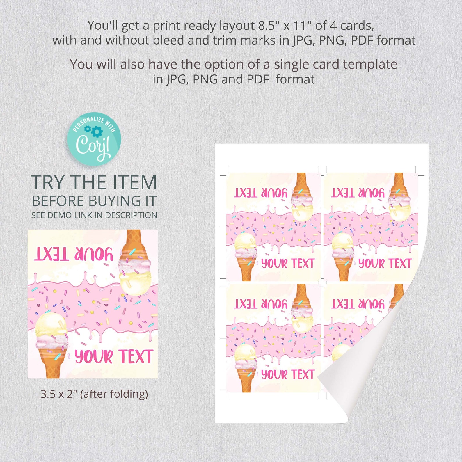Editable Food Labels Ice Cream Bar Ice Cream Party Place - Etsy