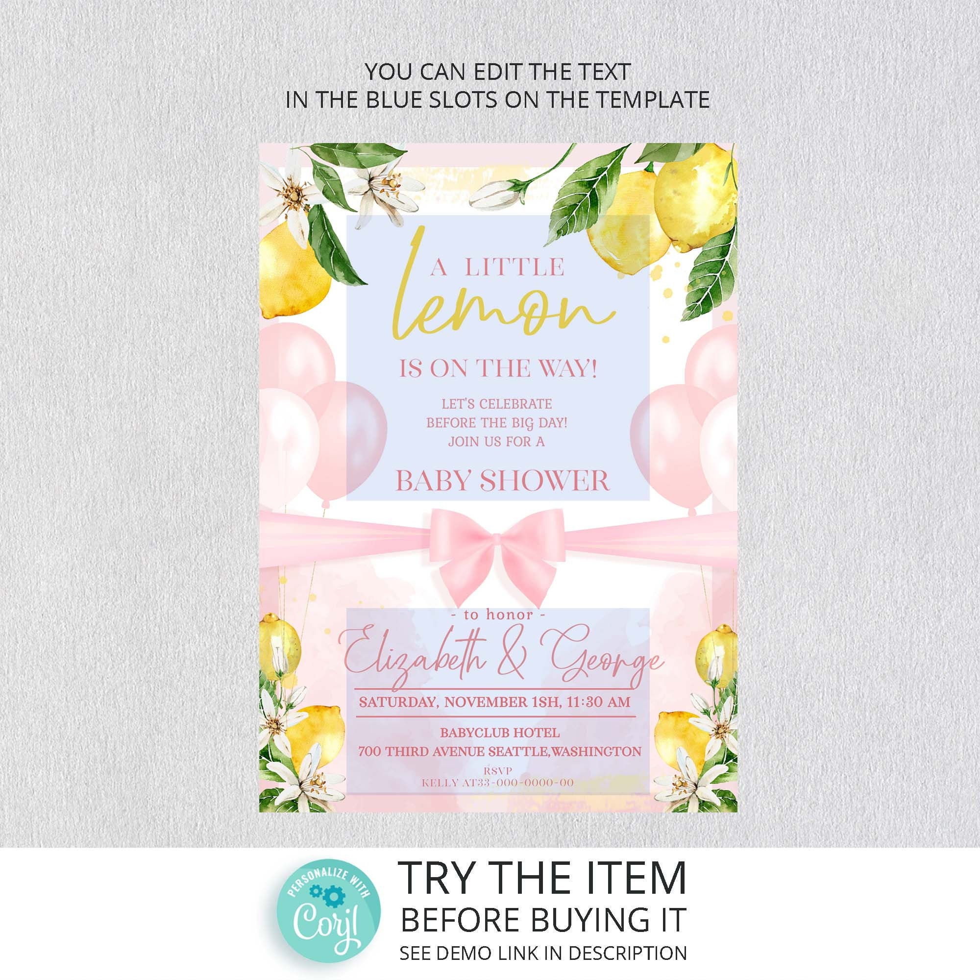 Lemon Invitation Baby Shower Lemon Theme Citrus Baby Shower - Etsy