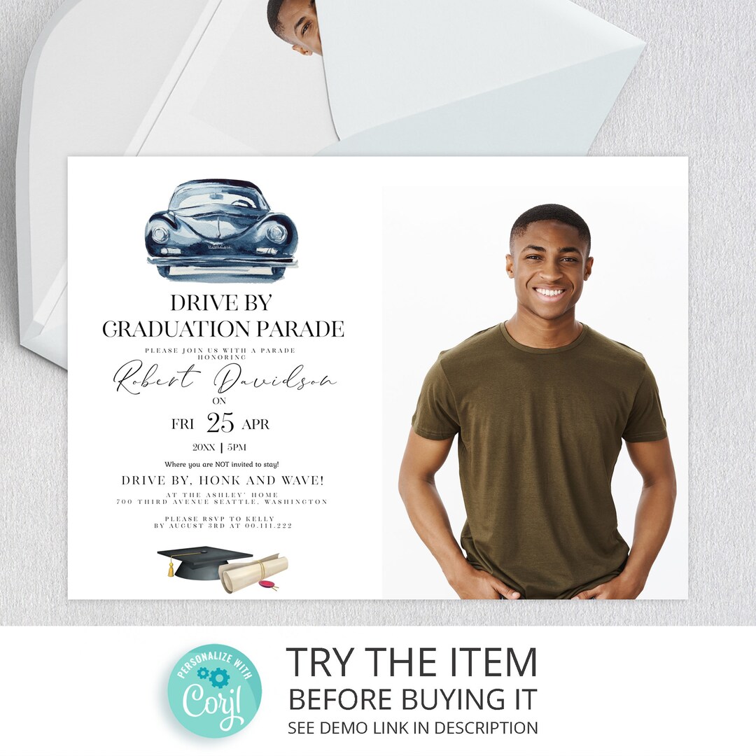 Buy Editable Drive by Graduation Invitation. Quarantine Graduation ...