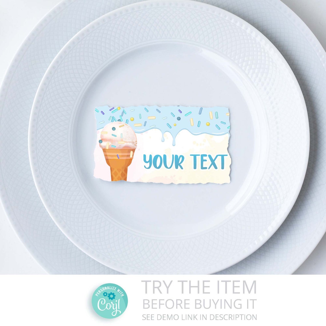 Editable Food Labels Ice Cream Bar | Ice Cream Party Place Card, Ice ...