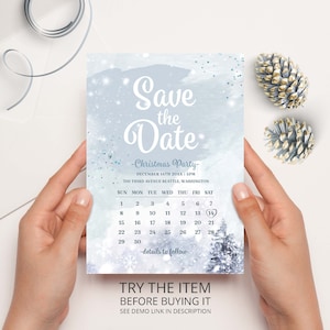 Christmas Save the Date Template Instant Download, Christmas Party Boho ...